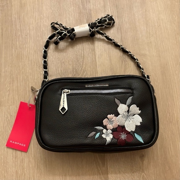 Rampage | Bags | Nwt Rampage Black Faux Leather Crossbody Bag Floral ...